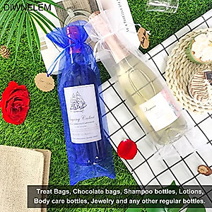 DIWNELEM 30 Pack Organza Wine Bottle Bags Organza Wine Gift Bags with Drawstring Wine Wrapping Bags for Birthday,Wedding,Baby Shower,Party Favors,Festivals,Decorations (Blue)