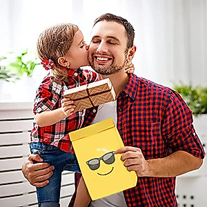 Expression paper bag, smiley paper bag, 48pcs Party Favor Bags, Colors Small Gift Bags, Small Kraft Paper Bags, Kids Goodie Bags with Stickers Small Gift Bag for Birthday Party Baby Shower Favor.