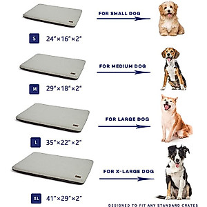 Panku Large Dog Bed, Washable Waterproof Memory Foam Crate Mat, Outdoor Bed, Calming Mat (Grey, 35x22x2)