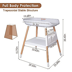 Beberoad Love Baby Changing Table Dresser Diaper Station with Changing Pad Adjustable Height Top Changing Table with Nursery Organizer and Large Storage Rack for Newborn Baby and Infant (White)