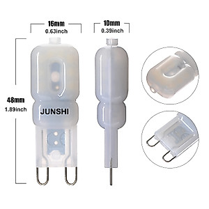 JUNSHI G9 LED Bulb 2.5W(20W 25W Halogen Equivalent) 6000K Daylight White Cool White 220 Lumens Non-Dimmable AC110-130V LED Light Bulb for Ceiling Light,Pack of 10