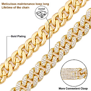 PTJDSMF Gold Initial Cuban Link Chain for Women Miami Iced Out Chain for women Bling Diamond Chain Necklace Hip Hop Jewelry (M)