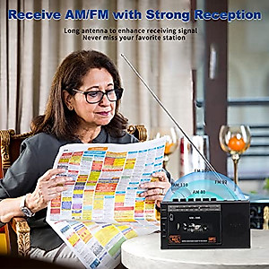 Portable Cassette Player and Recorder , Cassette Tape to MP3 Digital Converter with AM FM Radio, Support USB and Micro SD Card , Loud Speaker and Microphone Powered by AC and AA Battery