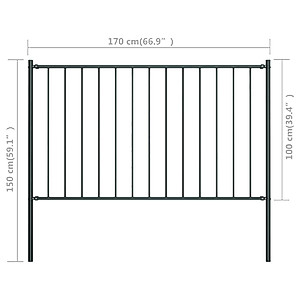 Fence Panel with Posts Powder-Coated Steel,Garden Fence,Steel Fence Panel,Outdoor Residential Fencing for Yard and Garden, Multi-Purpose Metal Animal Fence 5.6'x3.3' Anthracite