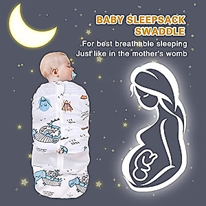 Elstey Baby Swaddle Sleep Sacks 100% Cotton Swaddle with Breathable Mesh & 2-Way Zipper Unisex Swaddling Wrap for Baby Boy Girl (Dinosaur, 0-3 Months Newborn)