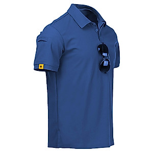 ZITY Mens Polo Shirt Short Sleeve Sports Tactical T-Shirt Athletic Golf Polos Daily Casual Stylish Collared Shirts for Men Blue X-Large