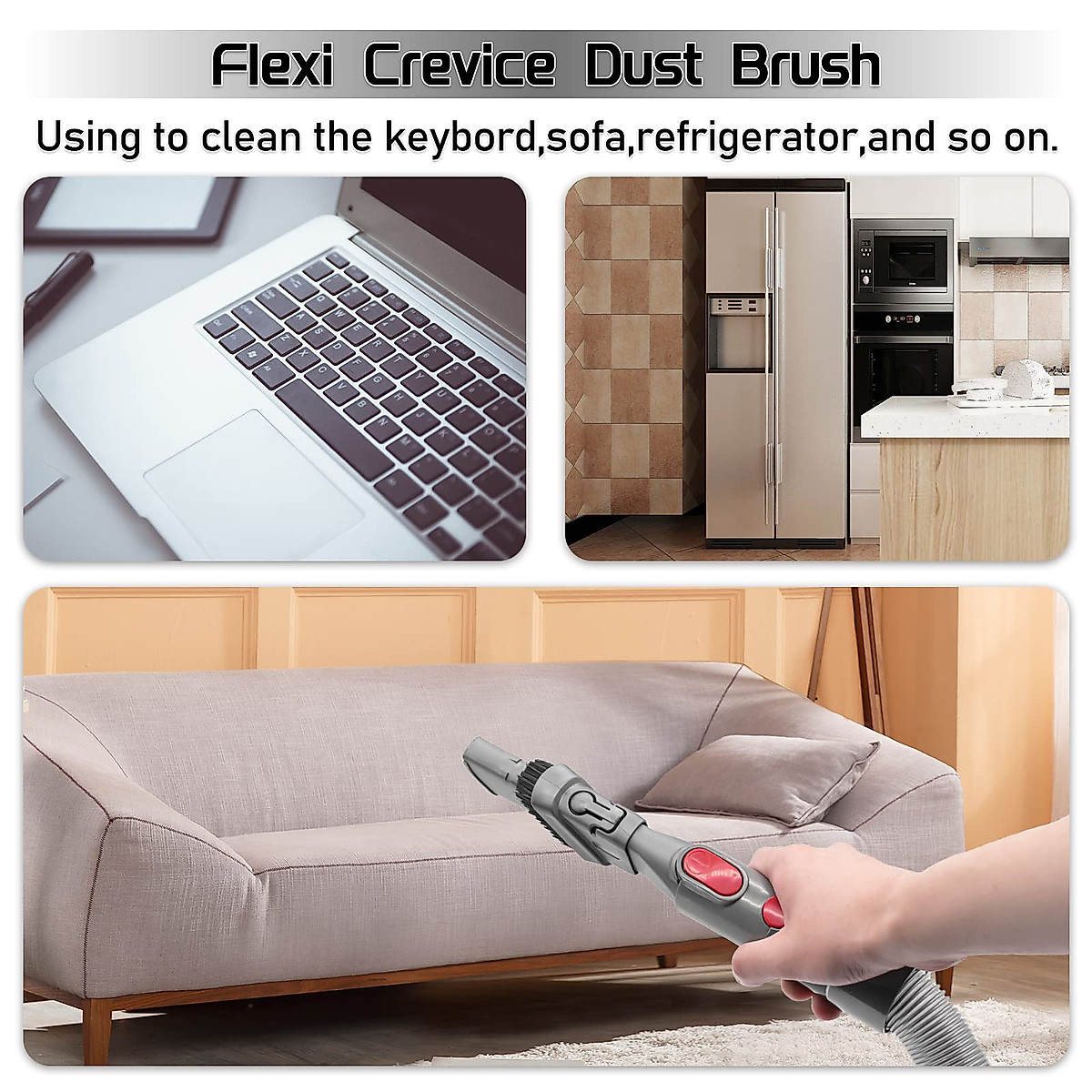 Replacement Attachments Tools Kit for Dyson V6 DC24 DC33 DC35 DC39 DC44 DC58 DC59 DC62 DC74, Dyson Cordless Vacuum Accessories (4 Pcs Set Brush Kit)