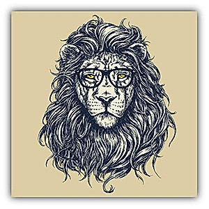 DG Graphics Lion Hipster Head Art Decor 5'' x 5'' Magnet Vinyl Magnetic Sheet for Lockers, Cars, Signs, Refrigerator