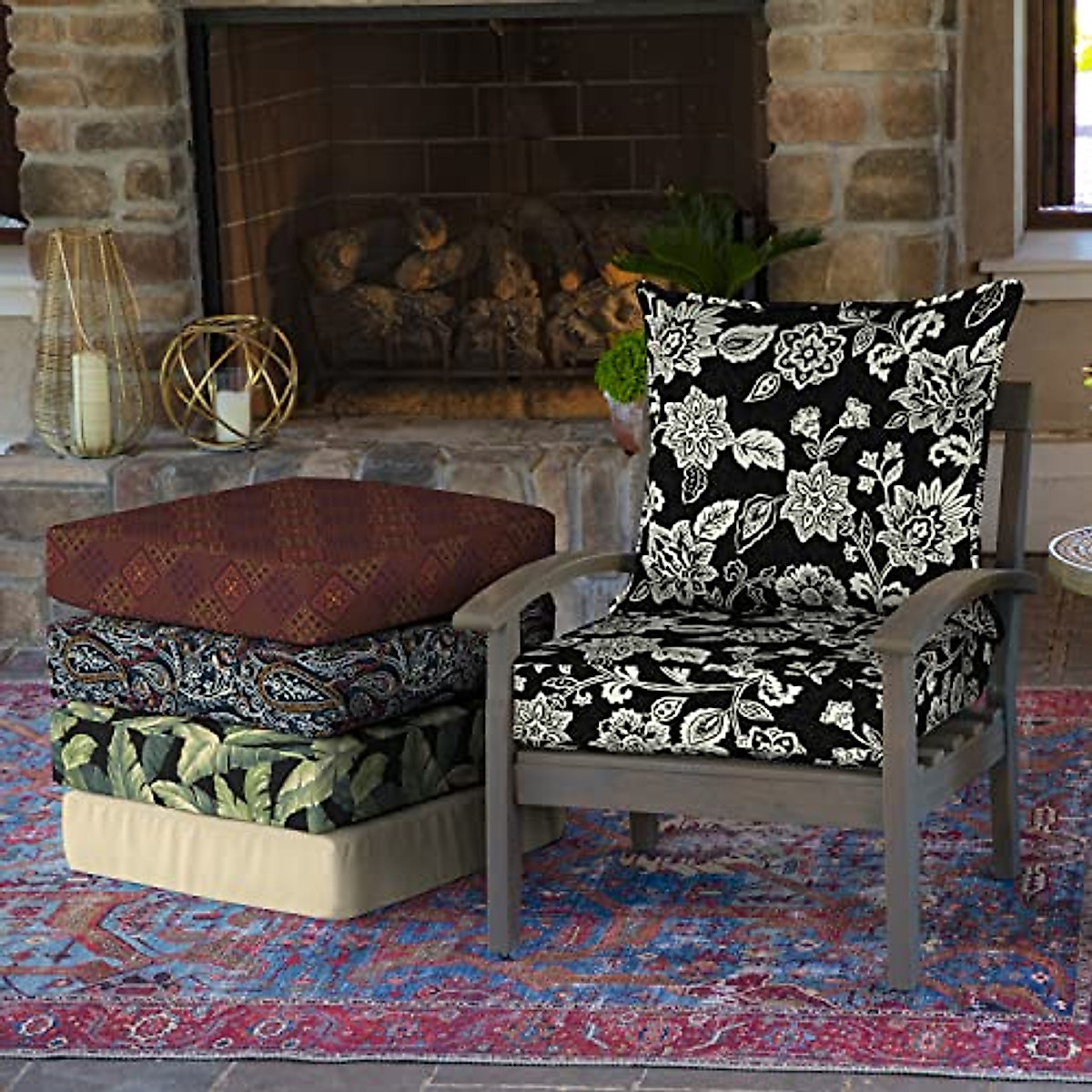Arden Selections Outdoor Deep Seating Cushion Set 24 x 22, Ashland Black Jacobean