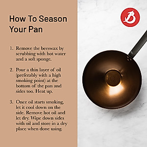 de Buyer MINERAL B Carbon Steel Wok Pan - 11” - Ideal for Steaming, Stir Frying & Deep Frying - Naturally Nonstick - Made in France