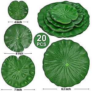 ZAUGONTW 20 Pcs Artificial Lily Pads for Ponds, Realistic Floating Lily Pads Leaves, Lotus Leaves Water Lily Pads Artificial Foliage Pond Decor for Koi Fish Pool Patio Aquarium