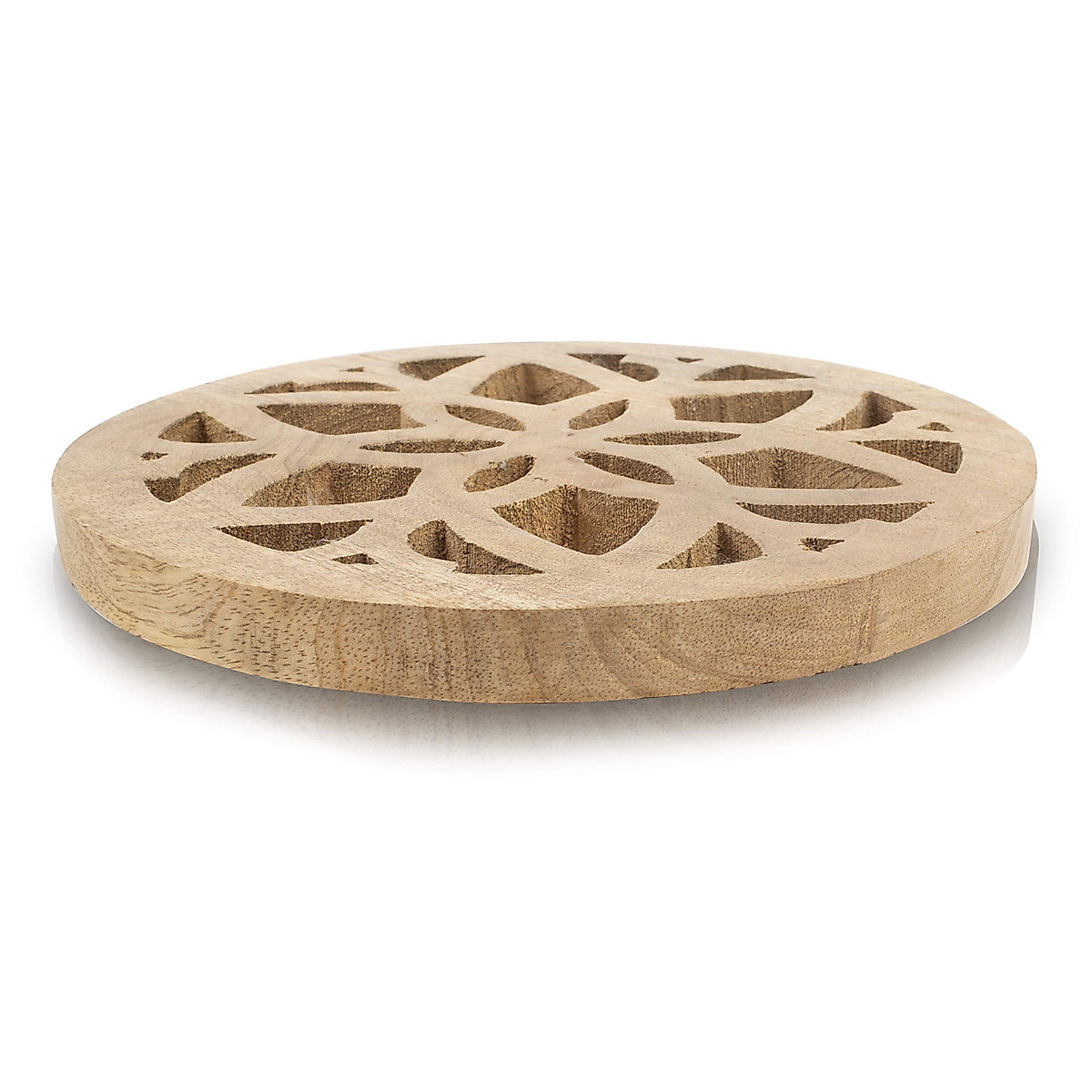 Handmade Wooden Trivet for Hot Dishes Plates & Pots Holder Hot Pad for Kitchen & Dining Table Decor Cookware Heat Resistant Rustic Decorative Carvings 8 Inches Tabletop Home & Dining Table Essentials