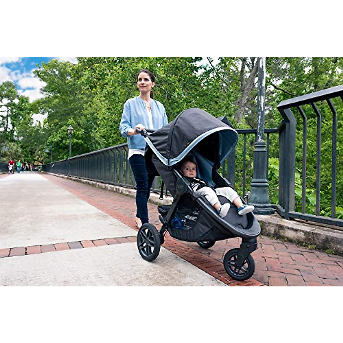 Britax B-Free Stroller, Frost - All Terrain Tires - Adjustable Handlebar - One Hand Fold - Large UV50 Canopy