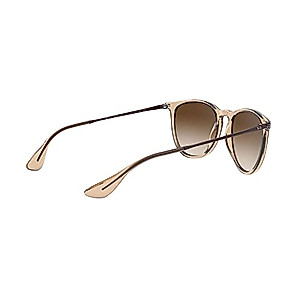 Ray-Ban RB4171 Erika Round Sunglasses, Transparent Light Brown/Brown Gradient Dark Brown, 54 mm