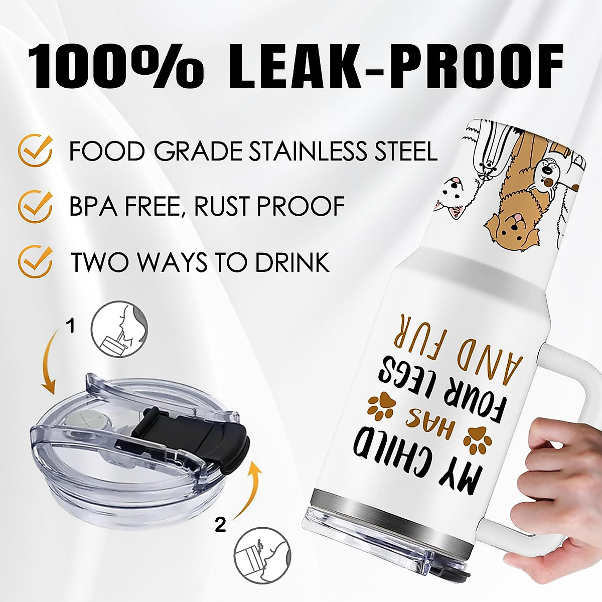 NIAXAUYT Dog Mom Gifts for Women Personalized Stainless Steel Tumbler Cup 40 oz, Funny Dog Mom Gift Ideas, Birthday Christmas Gifts for Dog Lovers/Owners, Cartoon Dog Mom Mug with Handle and Straw