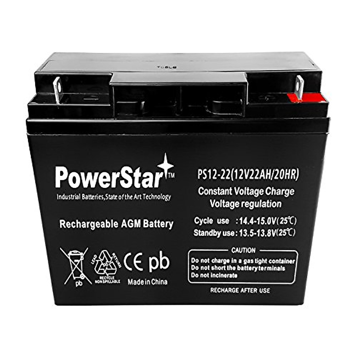 PowerStar-12V 22AH SLA Battery replaces lcx1220p hr2212 np18-12b ps-12180 bp17-12 - 2PK