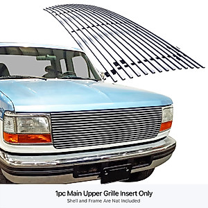 APS Compatible with Ford Bronco F-150 F-250 F-350 1992-1996 Main Upper Stainless Steel Chrome 8x6 Billet Grille Insert F85007S