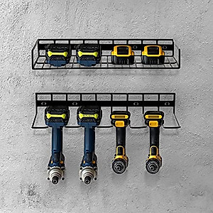 Hedume Heavy Duty Floating Tool Shelf & Organizer, Wall Mounted Power Tool Organizer Holder, Garage Storage Rack for Handheld & Power Tools, Rack Gift for Men, Dad, Father's Day (Black)