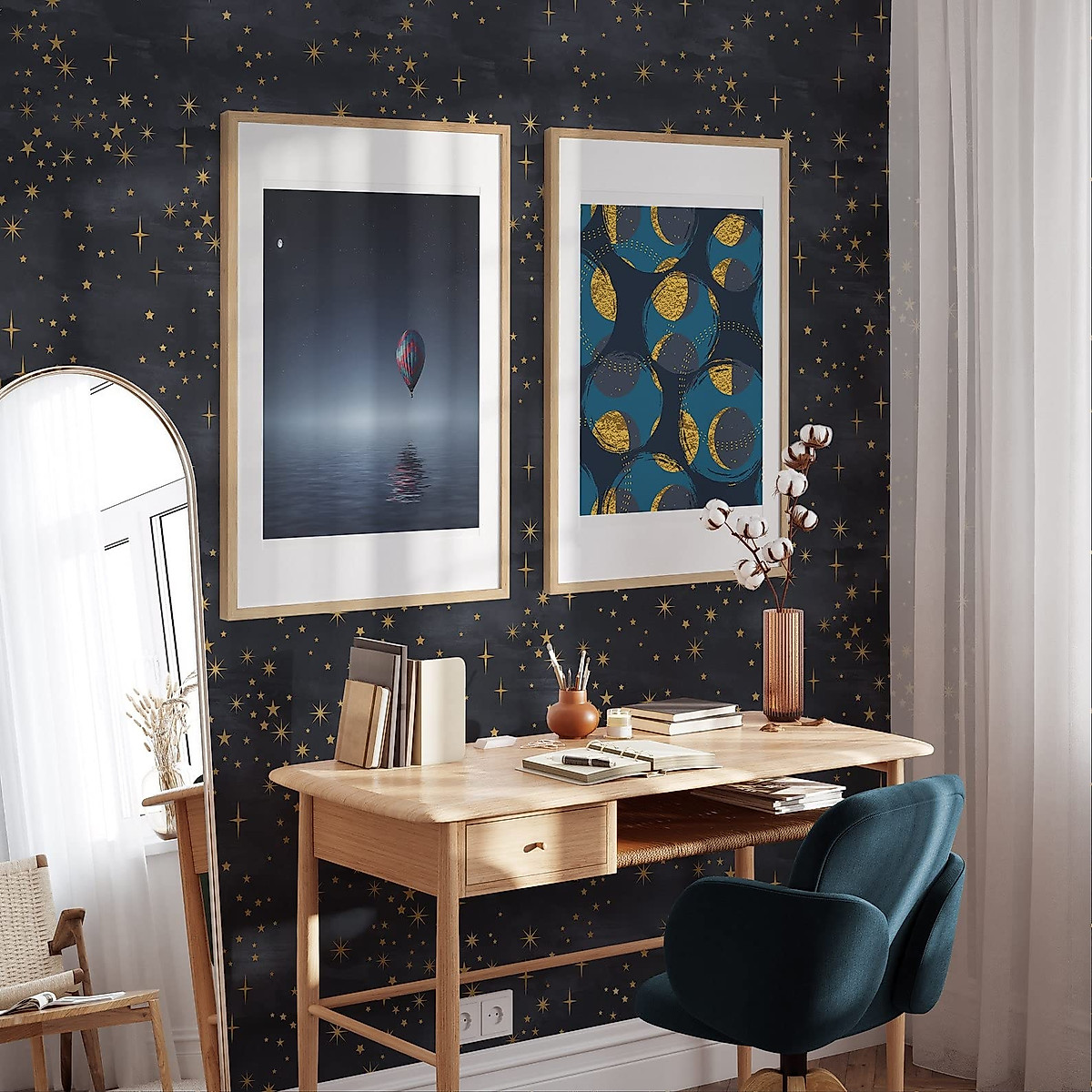 Coloritto Starry Night Peel and Stick Wallpaper | Removable Self Adhesive Space Wallpaper | Kid's Room Interior | Peel and Stick Wallpaper (Sample 12" W x 8" H)