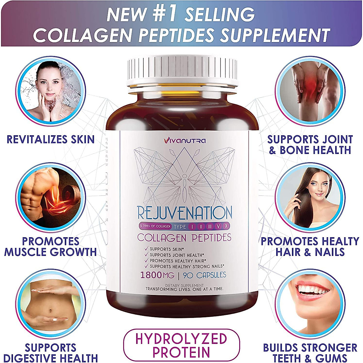 Collagen Protein Complex 1800mg Hydrolyzed Collagen Pills For Women Collagen Capsules De Polvo De Colageno Hidrolizado Capsules With Bovine Collagen Collagen Marine Fish Collagen Colageno Para Mujere
