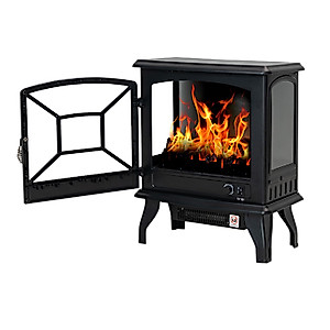 Panana Electric Fireplace Heater Portable Stove Heater Freestanding Fireplace, 5300 BTU, Realistic Flame Effect