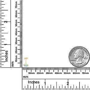 AVORA 14K Yellow Gold Blue and White Simulated Diamond CZ Halo Cartilage Piercing Flat Back Earring Body Jewelry (18 Gauge)