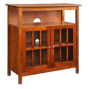Convenience Concepts Big Sur Highboy TV Stand with Storage Cabinets Home_Furniture_and_Decor, Cherry