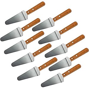 10 Packs Pizza Server Spatula Pie Servers Spatula With Wooden Handle Shovel Stainless Suitable For And Easy to Grip Pizza Spatula Pie Knife Cake Servers