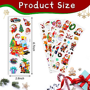 60 Sheets Christmas Stickers Christmas Craft Stickers Puffy Xmas Holiday 3D Stickers with Santa Claus,Christmas Tree,Snowman, Reindeer,Wreath for Christmas Party Favors Envelopes Cards Notebooks