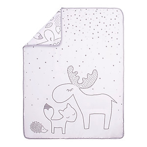 Trend Lab Modern Baby Crib Bedding Set for Boys or Girls | Simple Forest 4 Piece Nursery Décor Quilt, 2 Fitted Crib Sheets, and Dust Ruffle Skirt - Grey, 80025