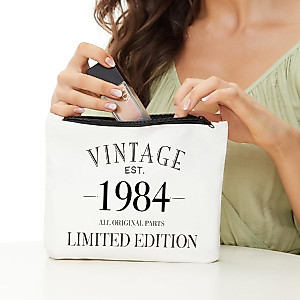 40th Birthday Gifts for Women, 40th Birthday Decorations Present - 40 Year Old Birthday Gift Ideas for Wife, Sister, Friends, Coworker, Aunt 1984 All Original Parts Limited Edition Makeup Bag
