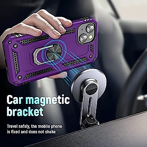 ADDIT Phone Case for iPhone 13 Mini Case Purple iPhone 13 Mini Phone Case for Women Girl,with Magnetic Car Mount Ring Stand Cover for iPhone 13 Mini 5.4" - Purple