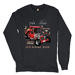 Ford Model T Old School Ride Long Sleeve T-Shirt Vintage Hot Rod Licensed Black Medium