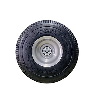 2 New 4.10/3.50-4" Solid Flat-Free Sawtooth Wheel w/Grease Fitting for Hand truck Dolly All Purpose Utility Cart, Offset Hub 2.25"-4.00", 5/8" Bearing installed w/Extra 3/4" Bearing