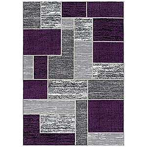 L'Baiet Verena Purple Geometric 8x10 Rugs, Bedroom Rug, Rugs for Living Room, Room Decor