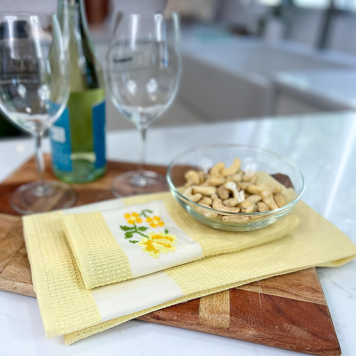 Kafthan - Dish Towels Set - Turkish Cotton Fast Dry Absorbent Kitchen Towels - Waffle Weave - Multicolor Soft Cleaning Towels - Reusable - Home and Kitchen - 18”x28” (Thrive(Floral), 10)