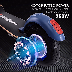 Hurtle Upgraded Portable Folding Electric Scooter - Foldable Commuter Scooter W/ 250w Motor, Inflatable Tire, LED Display, 3 Speed Up to 15.5mph, 15 Miles Range, Hand Brakes - for Adult & Kids S10