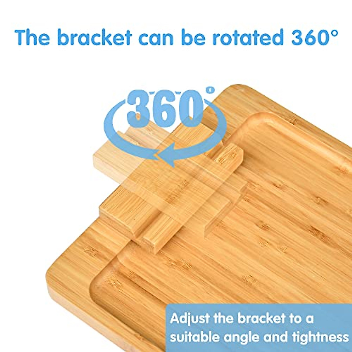 NAVREX Couch Arm Tray Table Clip on Sofa, Coffee Table Tray, Sofa Armrest TV Tray with 360° Rotating Phone Bracket, Bamboo Couch Arm Tray, Living Room Table, Gift for Mom Dad or Friends