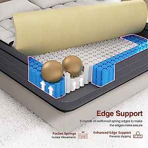 Ayeawo Firm California King Mattress, 12 Inch Cal King Hybrid Mattress with Gel Memory Foam and Pocketed Springs, Pressure Relief and Motion Isolation, Cali King Mattress in a Box, Upgraded Support