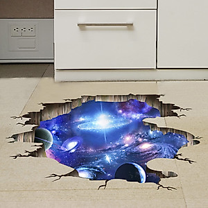 SENGTER Outer Space Decor 3D Wallpaper Ceiling Stars Planet Galaxy Decor Wall Mural Waterproof Removable Kids Wall Decals Posters for Boys Room Living Room Wall Decor Sticker Cool Room Decor
