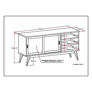SIMPLIHOME Draper SOLID HARDWOOD 60 Inch Wide Mid Century Modern TV Media Stand in Teak Brown For TVs up to 65 Inches, For the Living Room and Entertainment Center