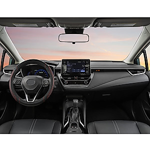 West Llama Customized Auto Car Steering Wheel Cover for Toyota Tacoma,4Runner,Tundra,Sequoia,15.5-16 inch(Diamond Quilted-Black+Red-Large Size)