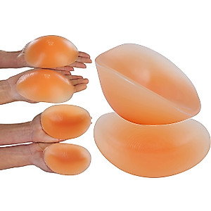 ToBeInStyle Women's Silicone Filled Pads - Round Breast Enhancer Inserts W/Nude Nipples - X-Large