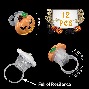 LOMIMOS Halloween 3D Light Up Rings, Resin Ring Toys Goodie Bag Fillers Glow In The Dark Accessory for Kids Treat Bags Gifts Party Favors Supplies(12pcs)