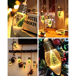 2Pcs Christmas Snow Globe String Lights Indoor Decorations 6.6 FT Battery Operated Powered String Lights for Christmas Tree Snow Scene in 20 Clear Bulbs Decor for Home Bedroom Fireplace Xmas Lights