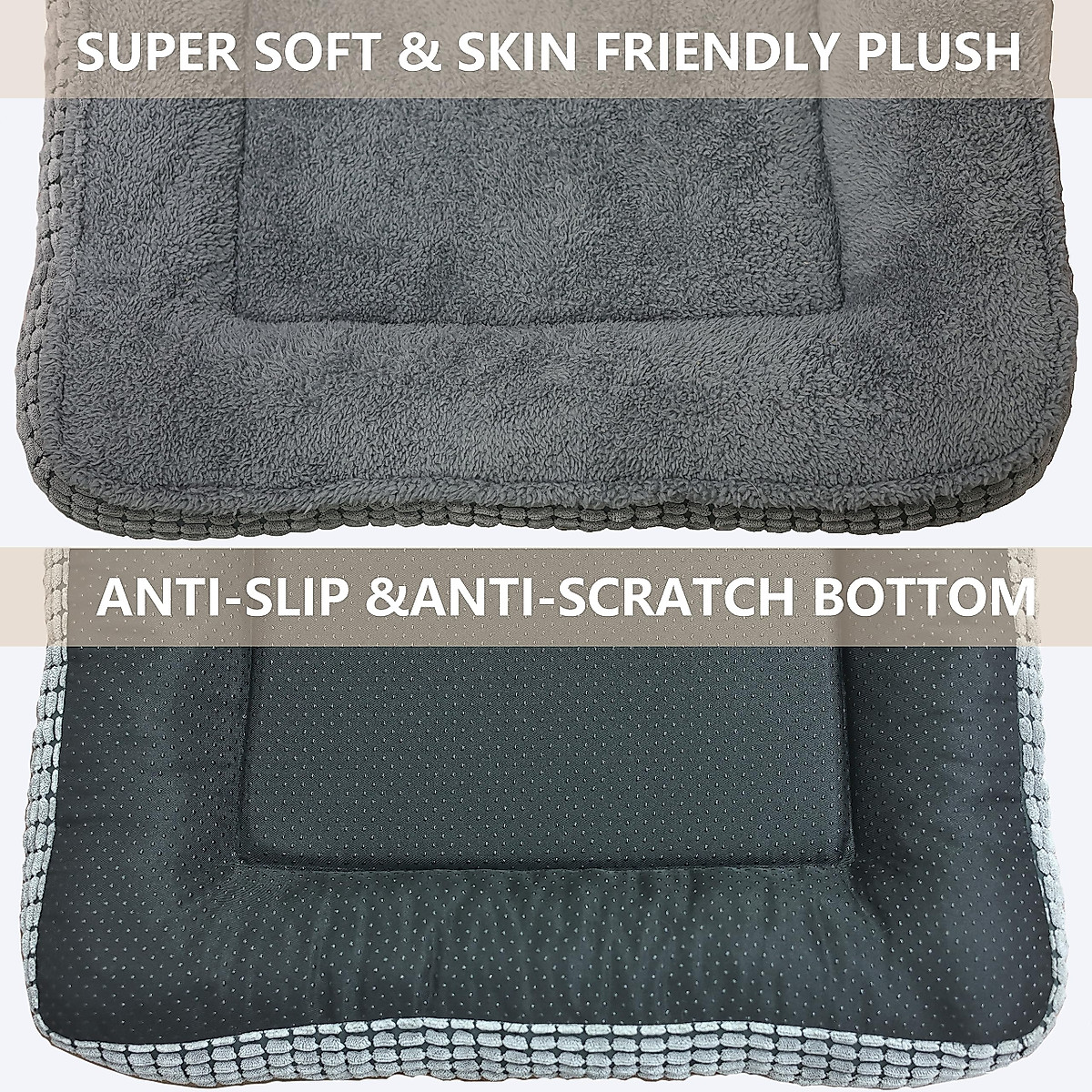WINDRACING Dog Crate Bed for Large, Medium Dog, Washable Dog Bed for Crate with Bolster, Pet Crate Beds for Large Sized Dogs with Removable Cover and Non Skid Bottom, 36 x 23, Gray