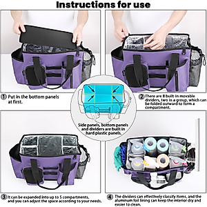 Timoxi Wearable Cleaning Caddy Bag, Cleaning Organizer with Handles, Cleaning Supply Tote with Adjustable Shoulder Strap for Cleaners & Housekeeper (Purple, 13.4'' x 7.3'' x 9.3'')