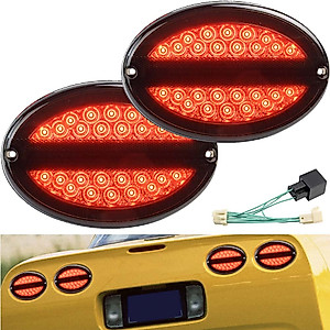 NJSBYL Corvette LED Tail Turn Signal Light Assembly For Chevy C5 1997 1998 1999 2000 2001 2002 2003 2004 Corvette C5 Smoked Lens Rear Bumper Left Right Side Taillights Driving Running Brake Lamps