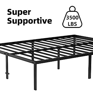 WILSLAT 16 Inch Metal Full Size Platform Bed Frame, Black Metal Bed Frame Full with 14 Inch Storage, 3500 lbs Heavy Duty Steel Slat Support, Noise Free, No Box Spring Needed, Easy Assembly