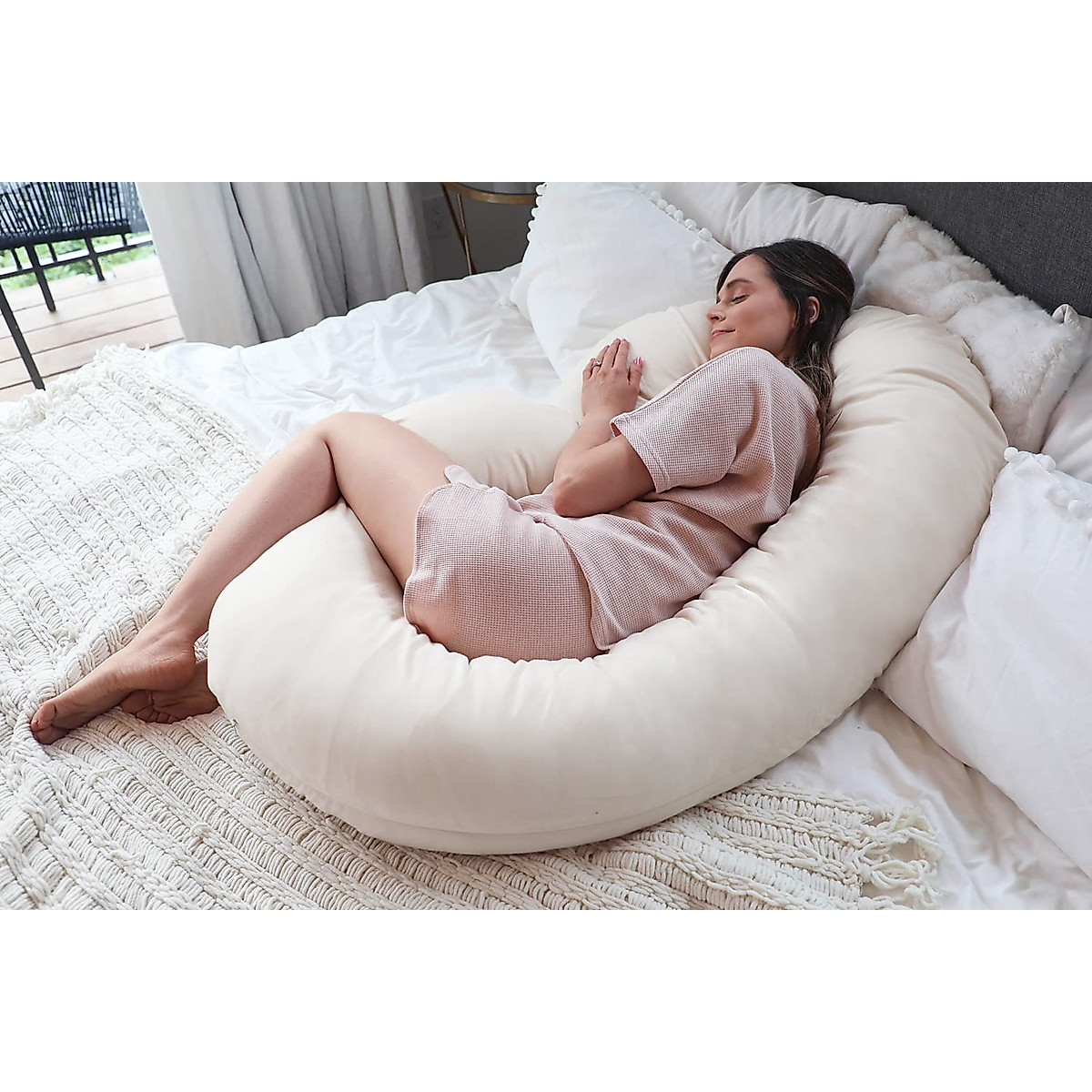 Pharmedoc The CeeCee Pillow Pregnancy Pillows C-Shape Full Body Pillow and Maternity Support ( Mint Jersey Cover)- Support for Back, Hips, Legs, Belly a Must Have for Pregnant Women
